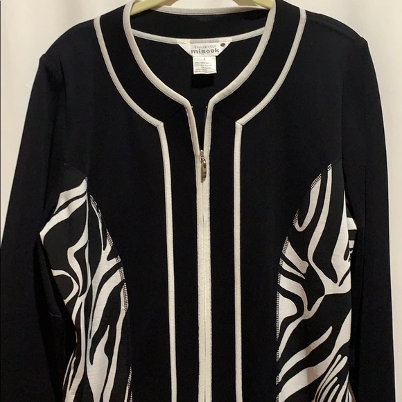Misook | Tops | Misookdesignerjackettop Blkwhite Sz L Zipper | Poshmark